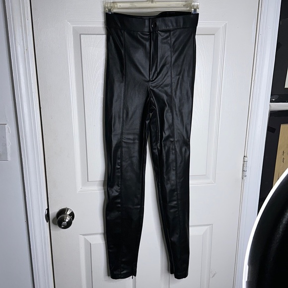 Zara | Pants & Jumpsuits | Zara Pleather Pant With Ankle Zip Size Xs | Poshmark
